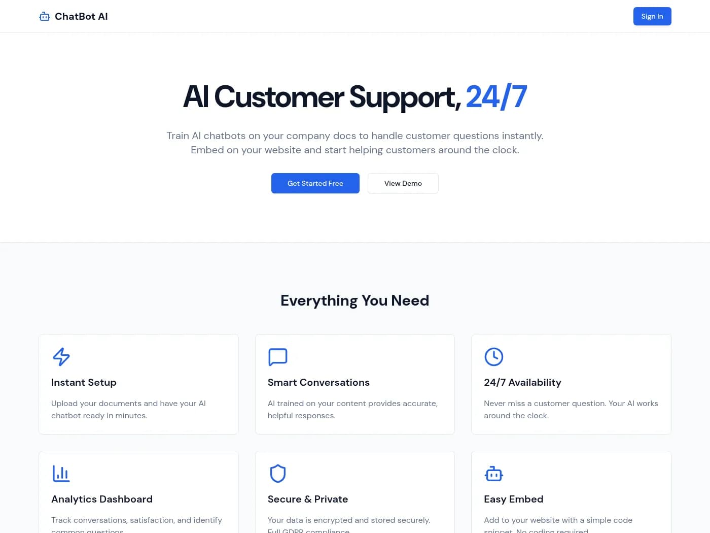 AI Customer Support Chatbot Platform