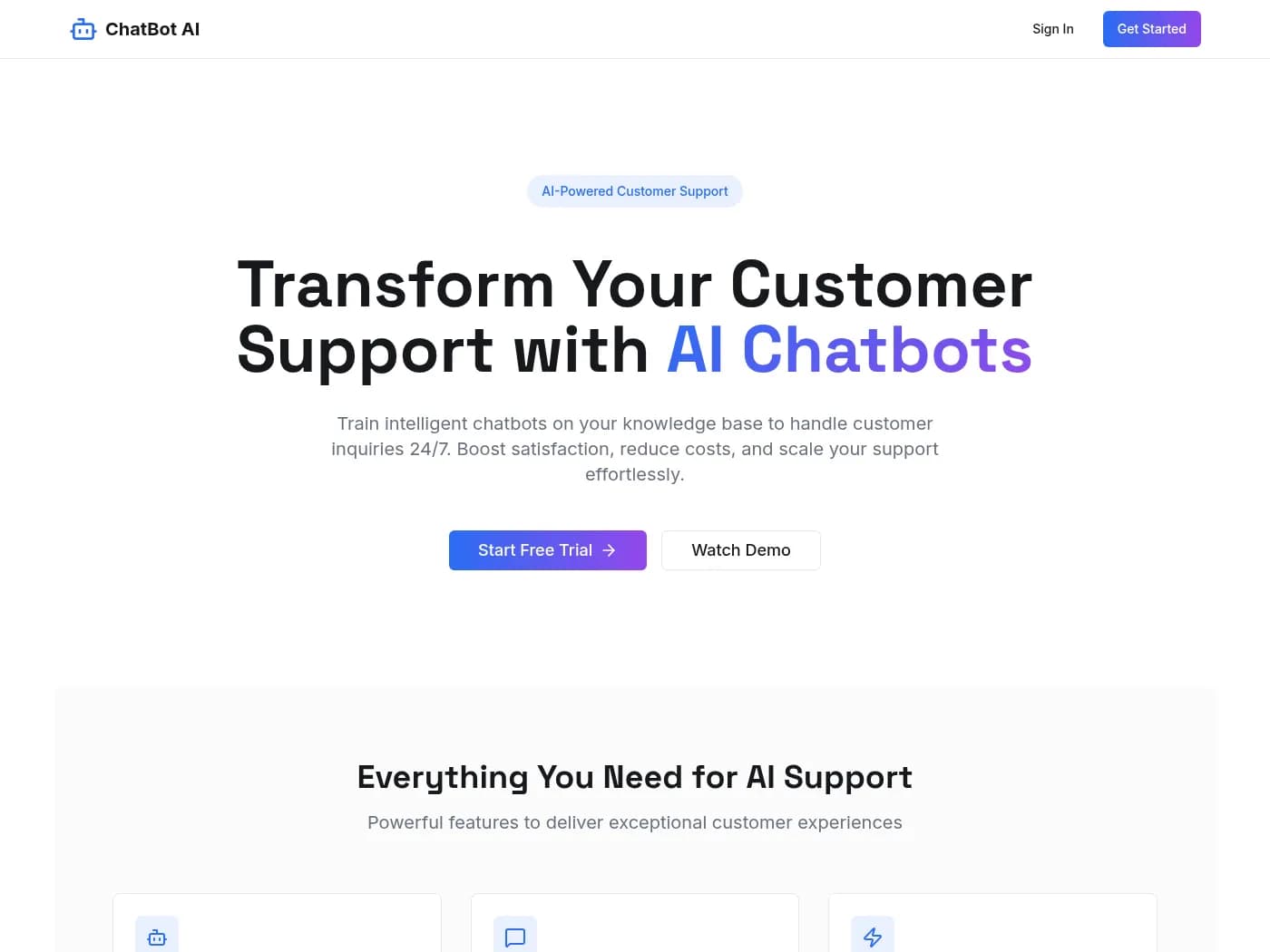 AI Customer Support Chatbot Platform