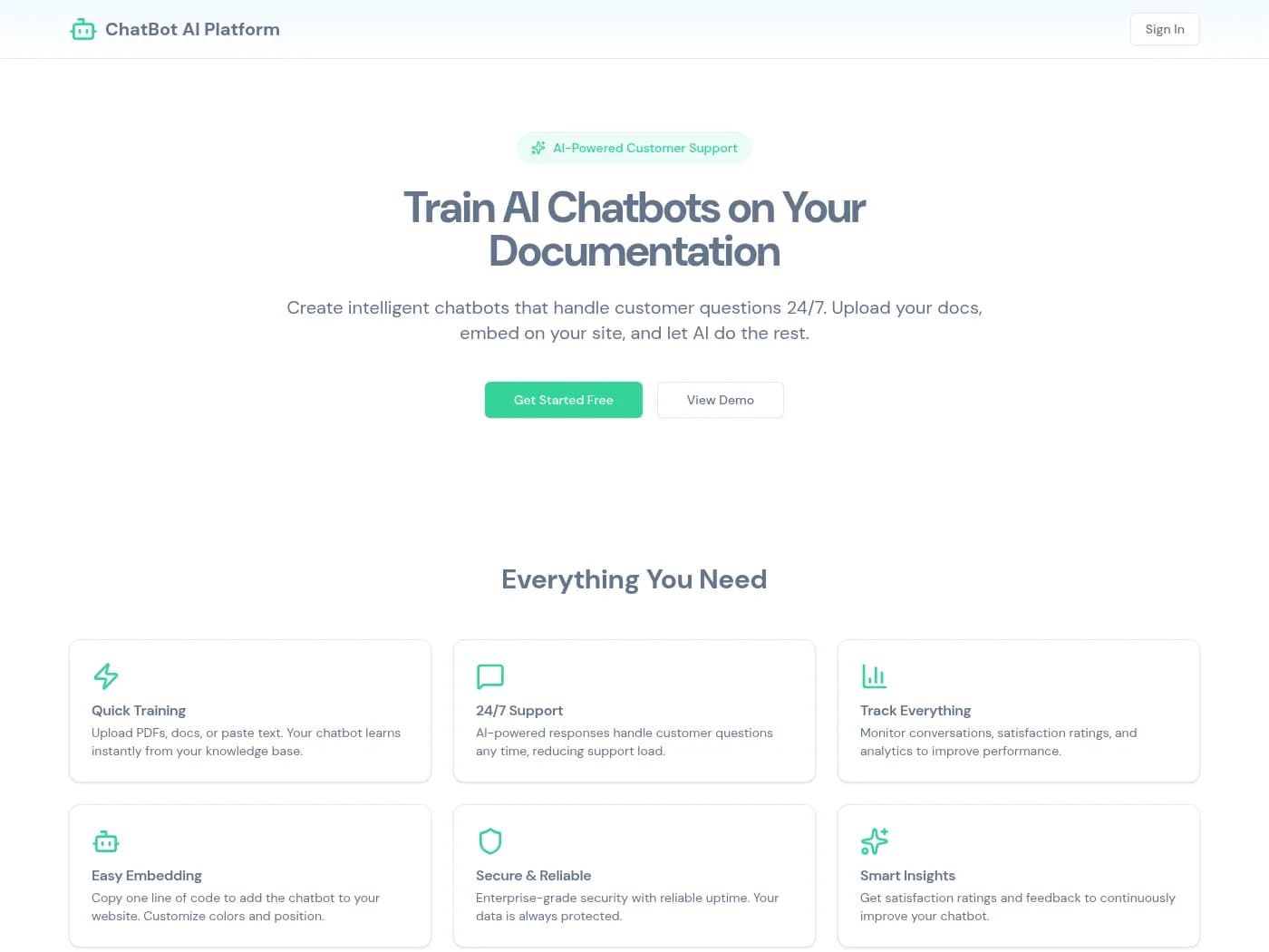 AI Customer Support Chatbot Platform