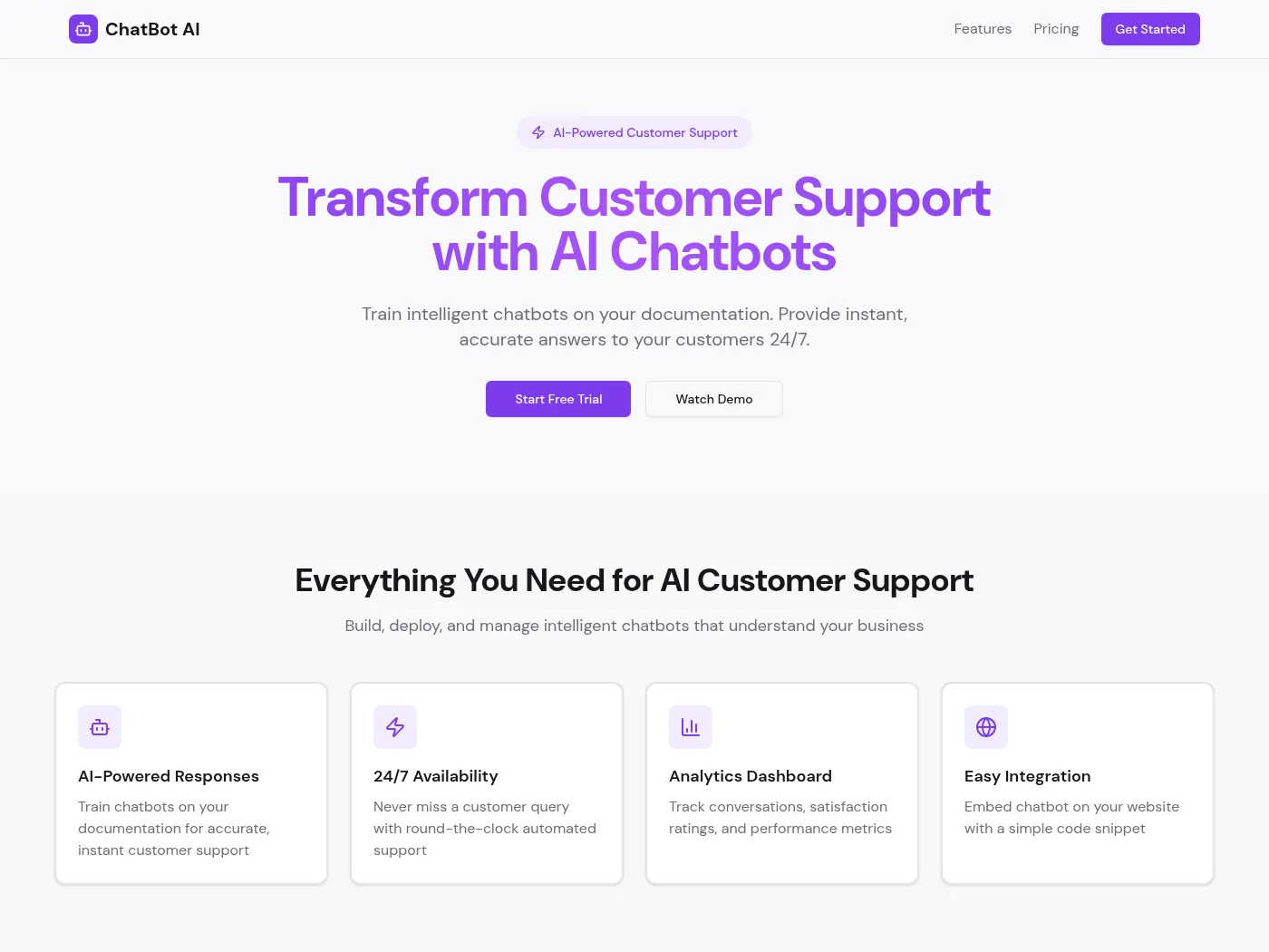 AI Customer Support Chatbot Platform