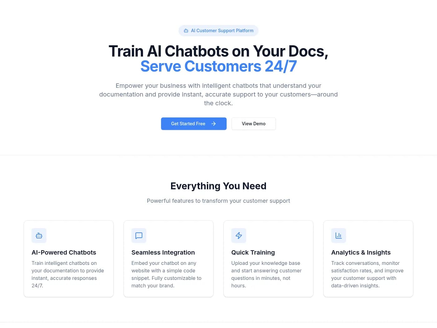 AI Customer Support Chatbot Platform