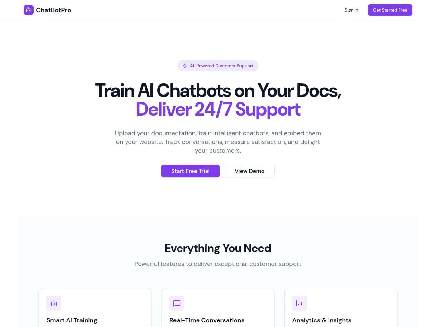 AI Customer Support Chatbot Platform
