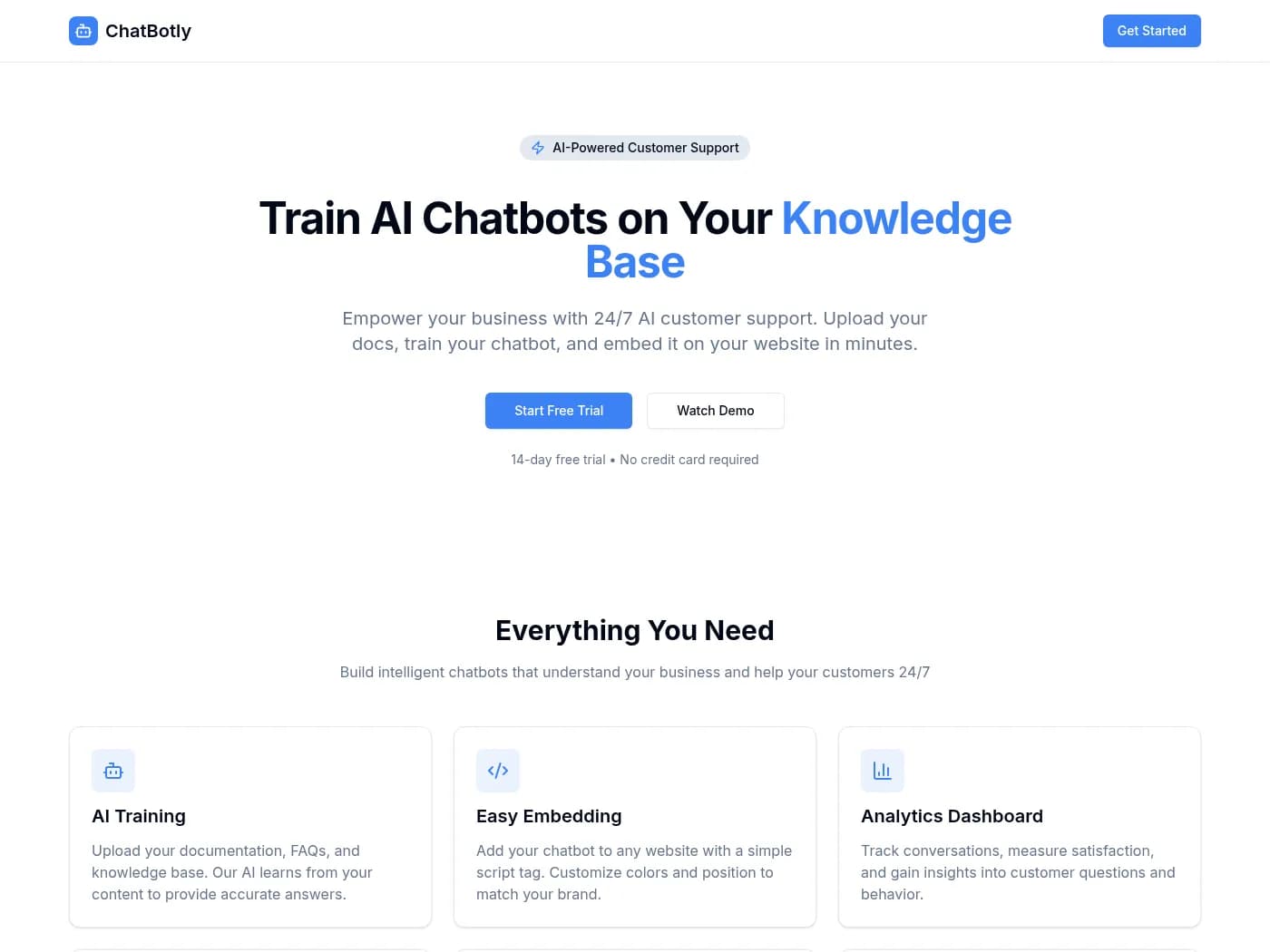 AI Customer Support Chatbot Platform