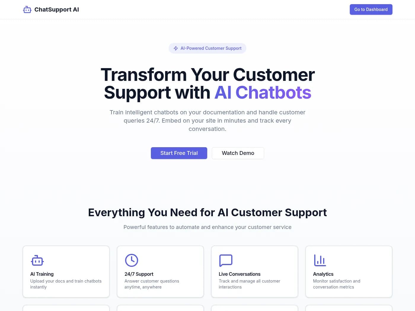AI Customer Support Chatbot Platform
