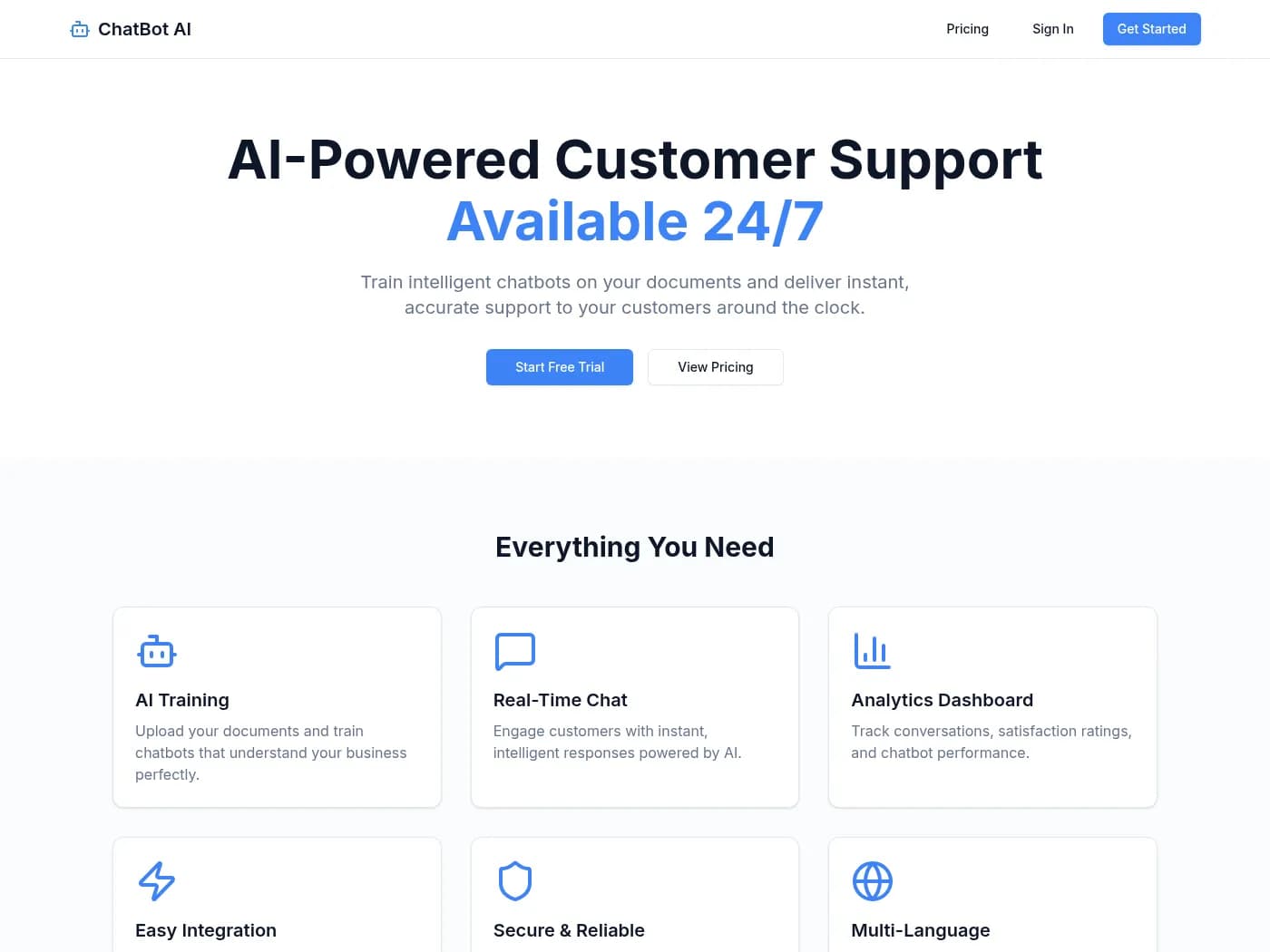 AI Customer Support Chatbot Platform
