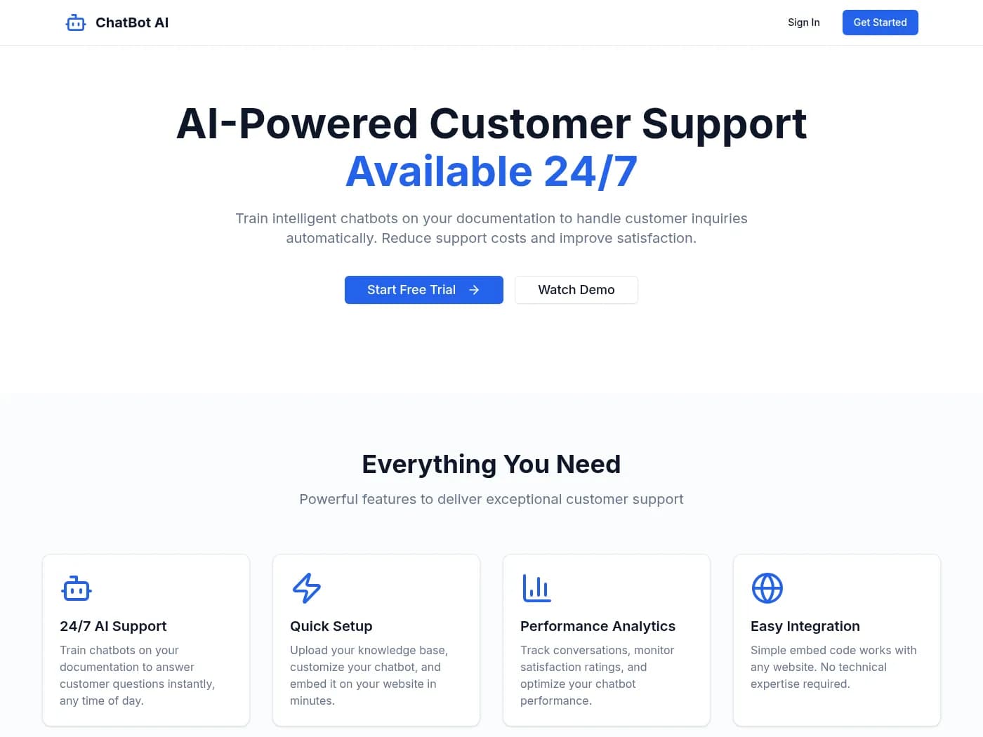 AI Customer Support Chatbot Platform