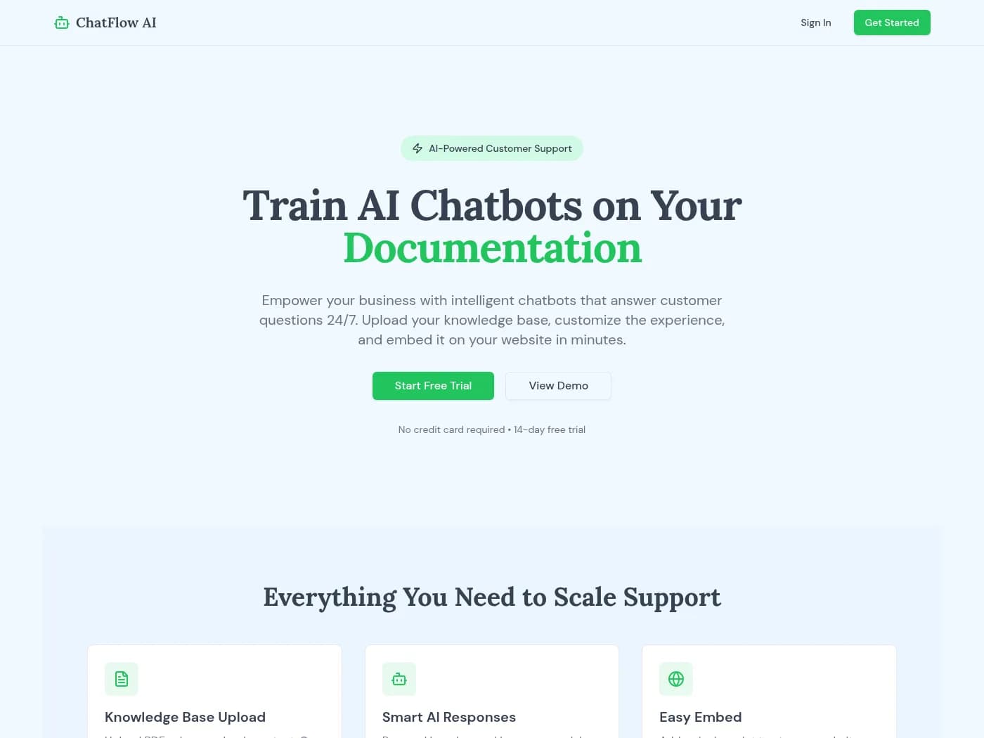 AI Customer Support Chatbot Platform