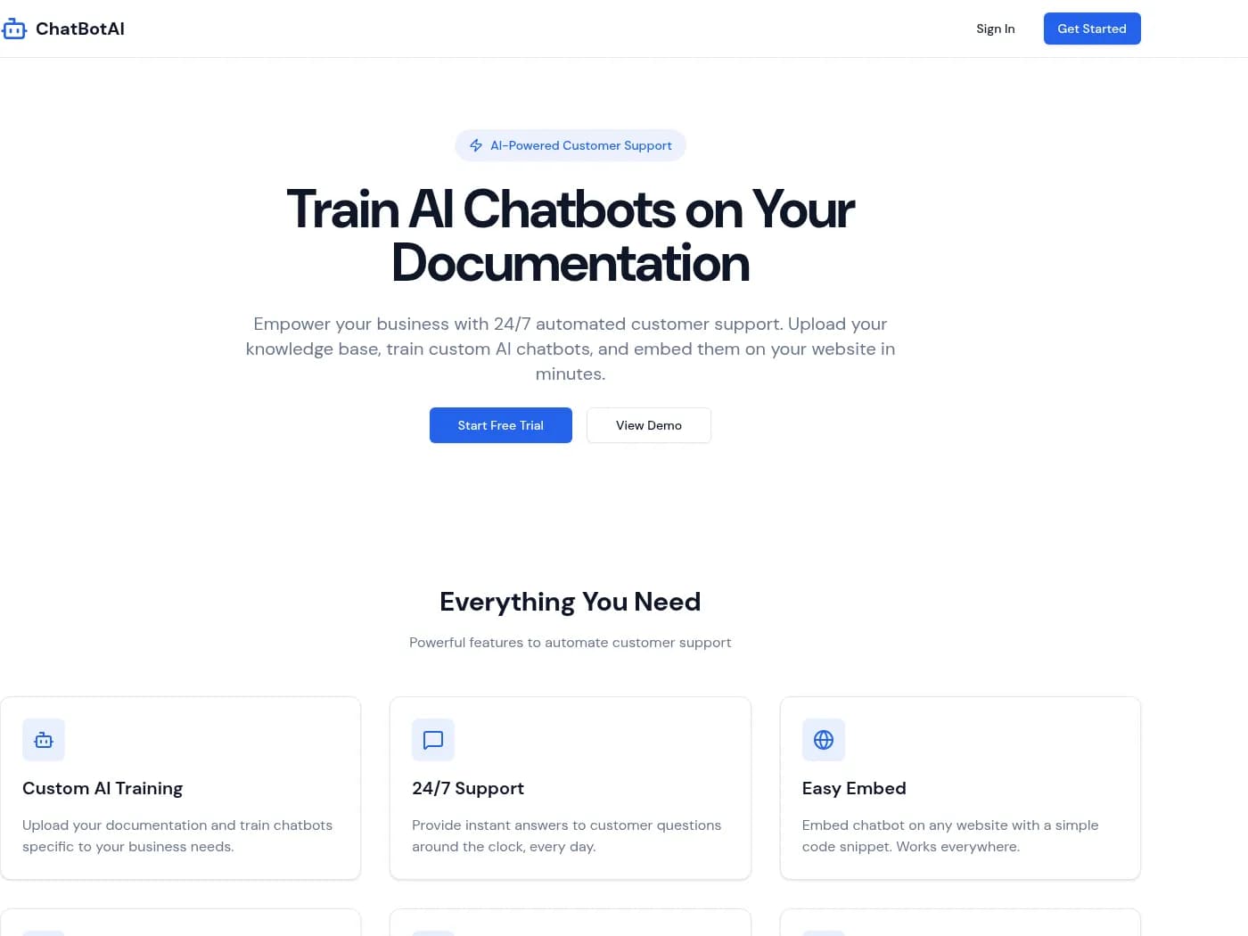 AI Customer Support Chatbot Platform