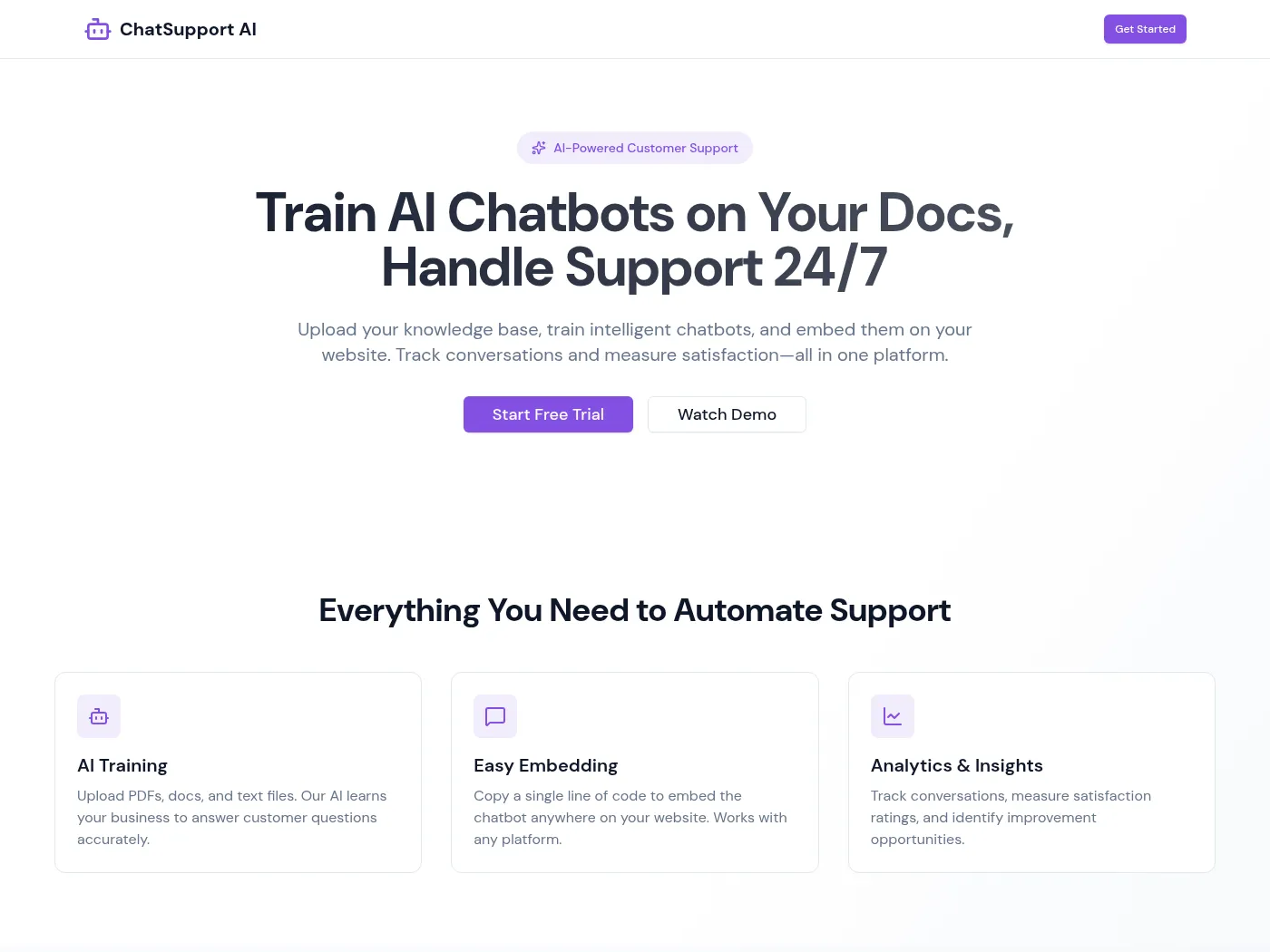 AI Customer Support Chatbot Platform
