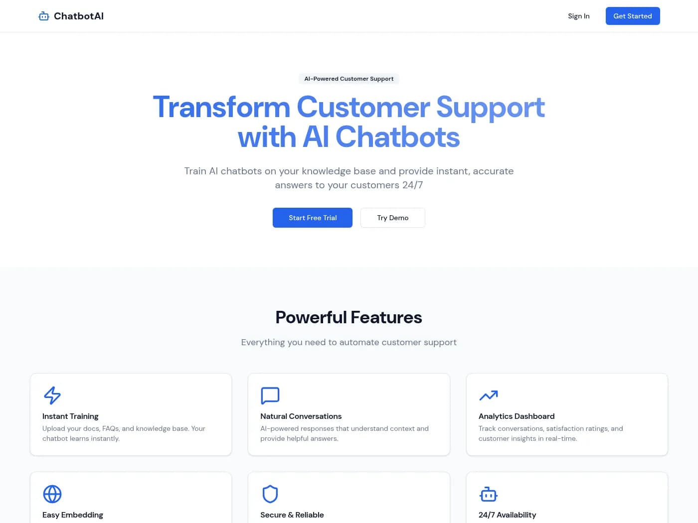 AI Customer Support Chatbot Platform