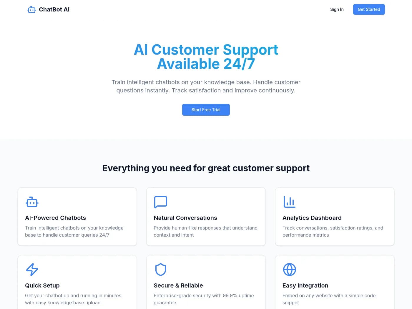 AI Customer Support Chatbot Platform