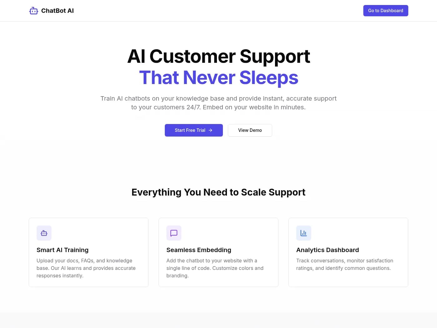 AI Customer Support Chatbot Platform