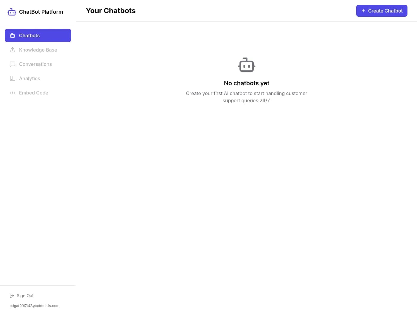 AI Customer Support Chatbot Platform