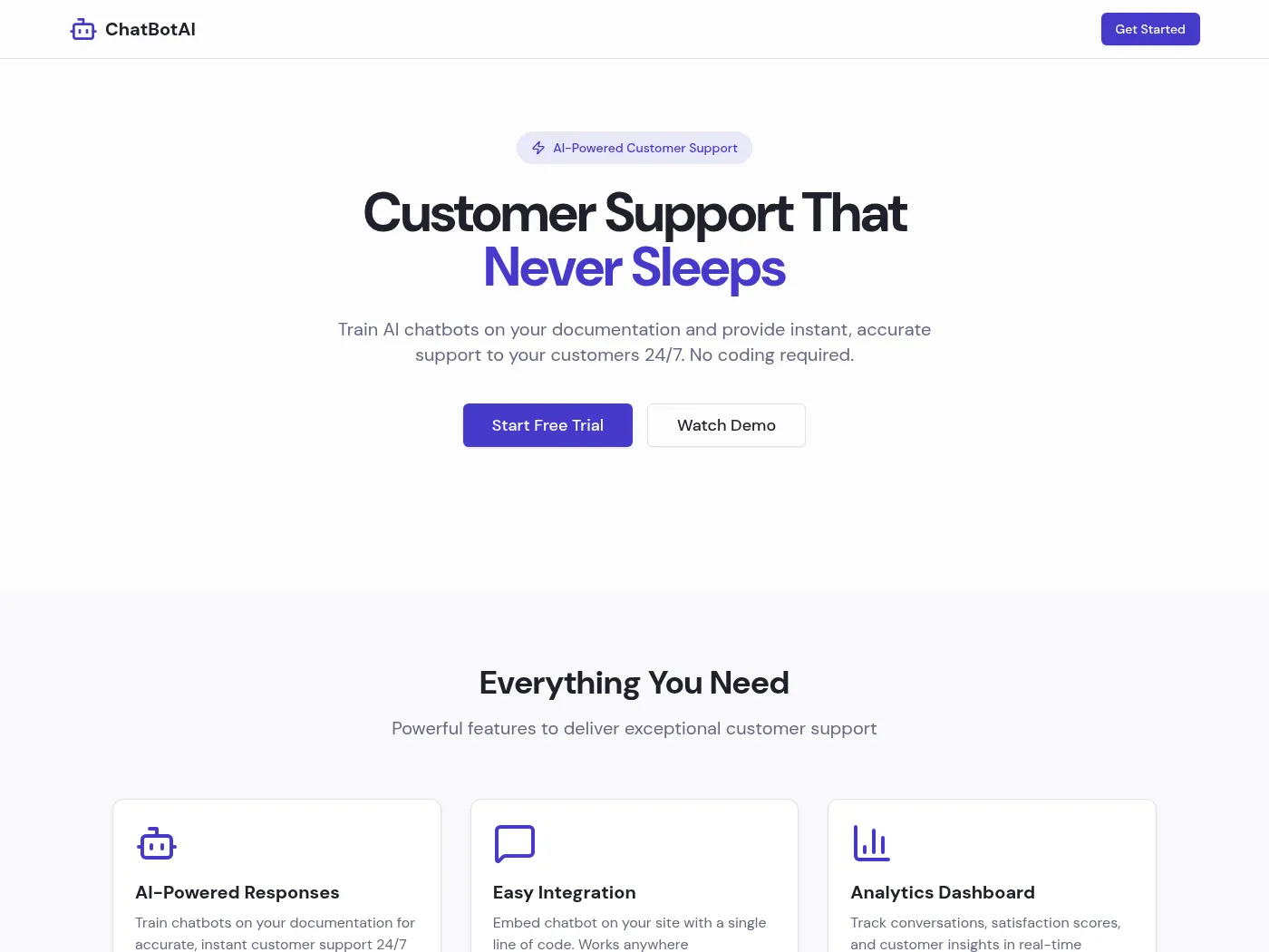 AI-Powered Customer Support Chatbot Platform