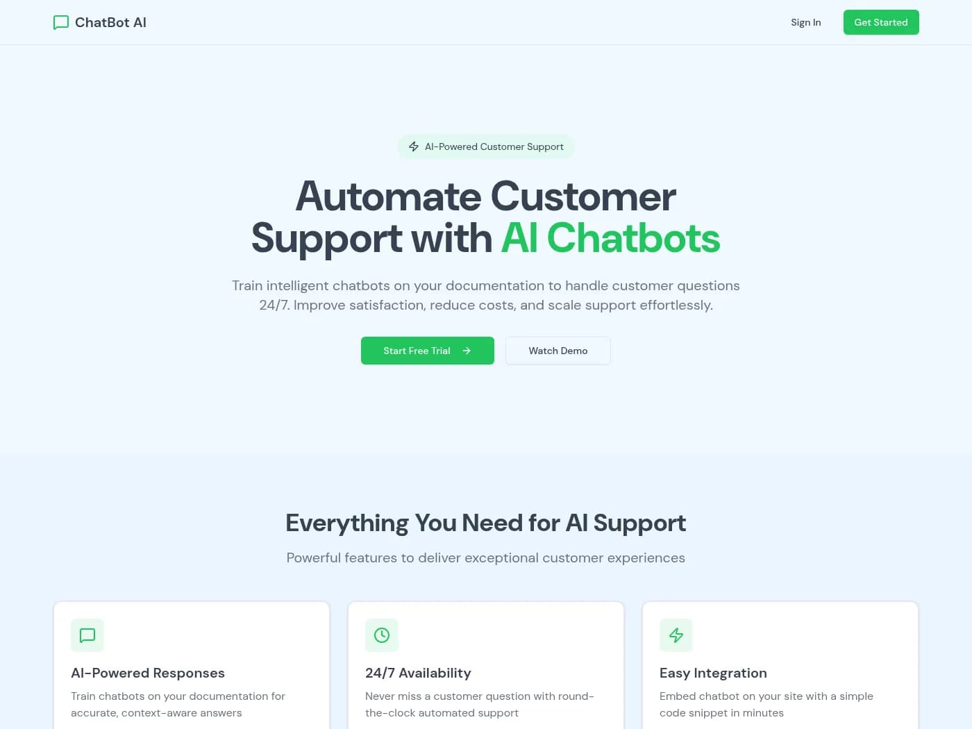 AI Customer Support Chatbot Platform