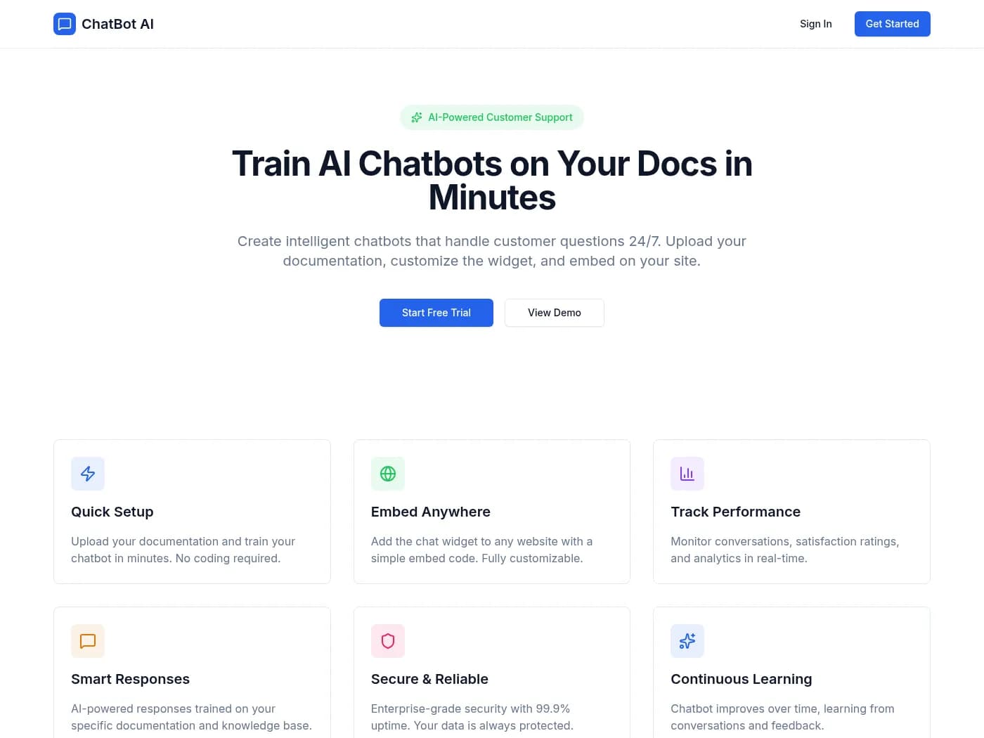 AI Customer Support Chatbot Platform
