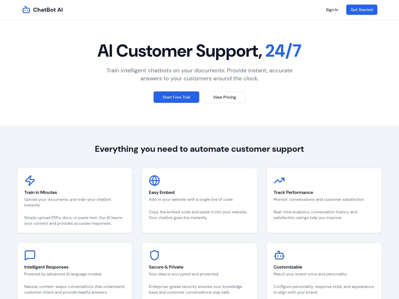 AI Customer Support Chatbot Platform