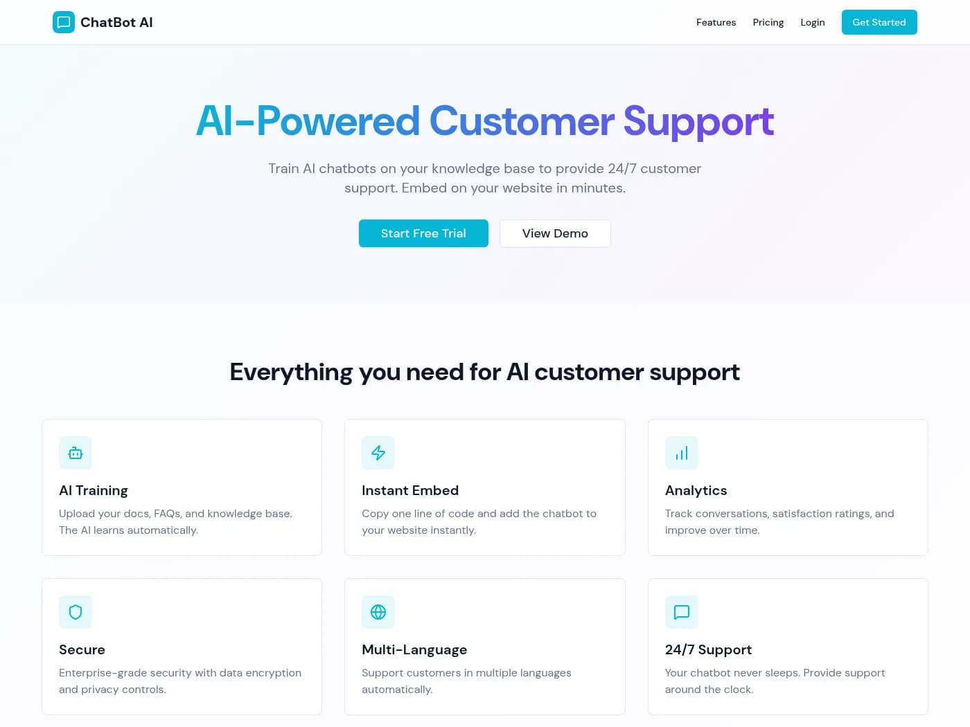 AI Customer Support Chatbot Platform