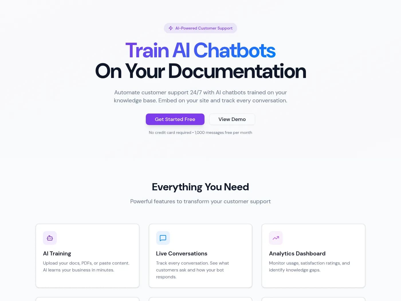 AI Customer Support Chatbot Platform