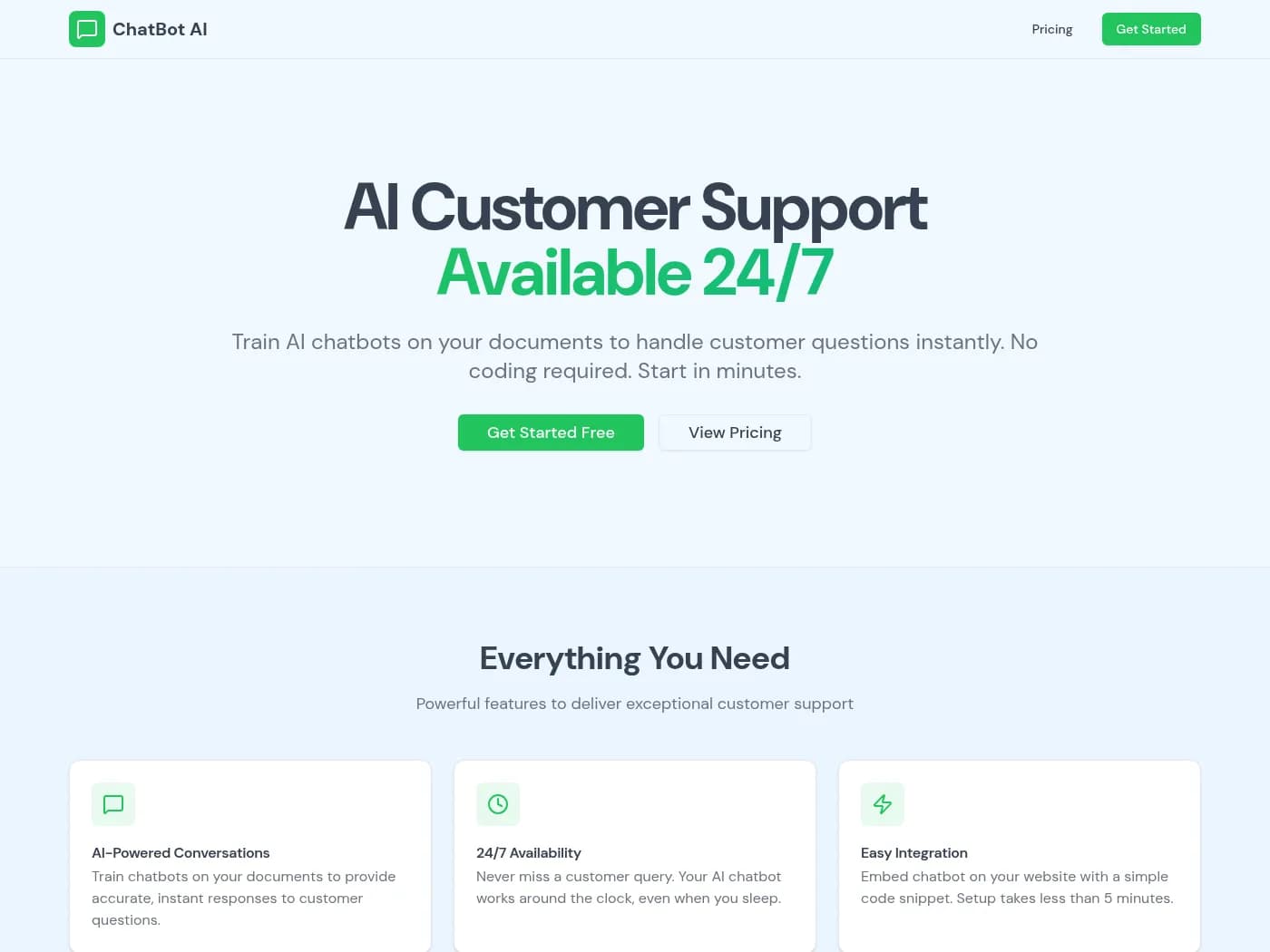 AI Customer Support Chatbot Platform