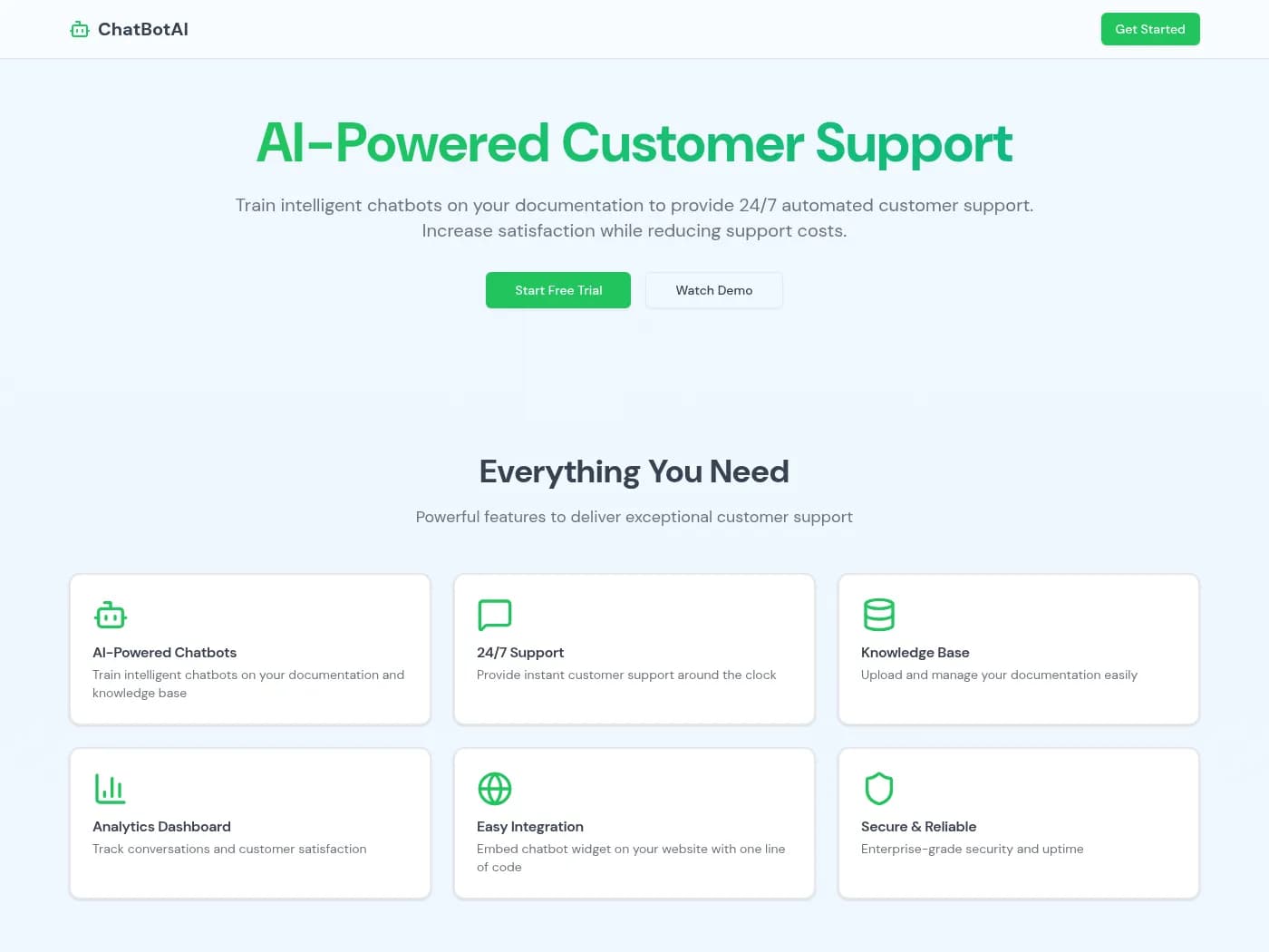 AI Customer Support Chatbot Platform