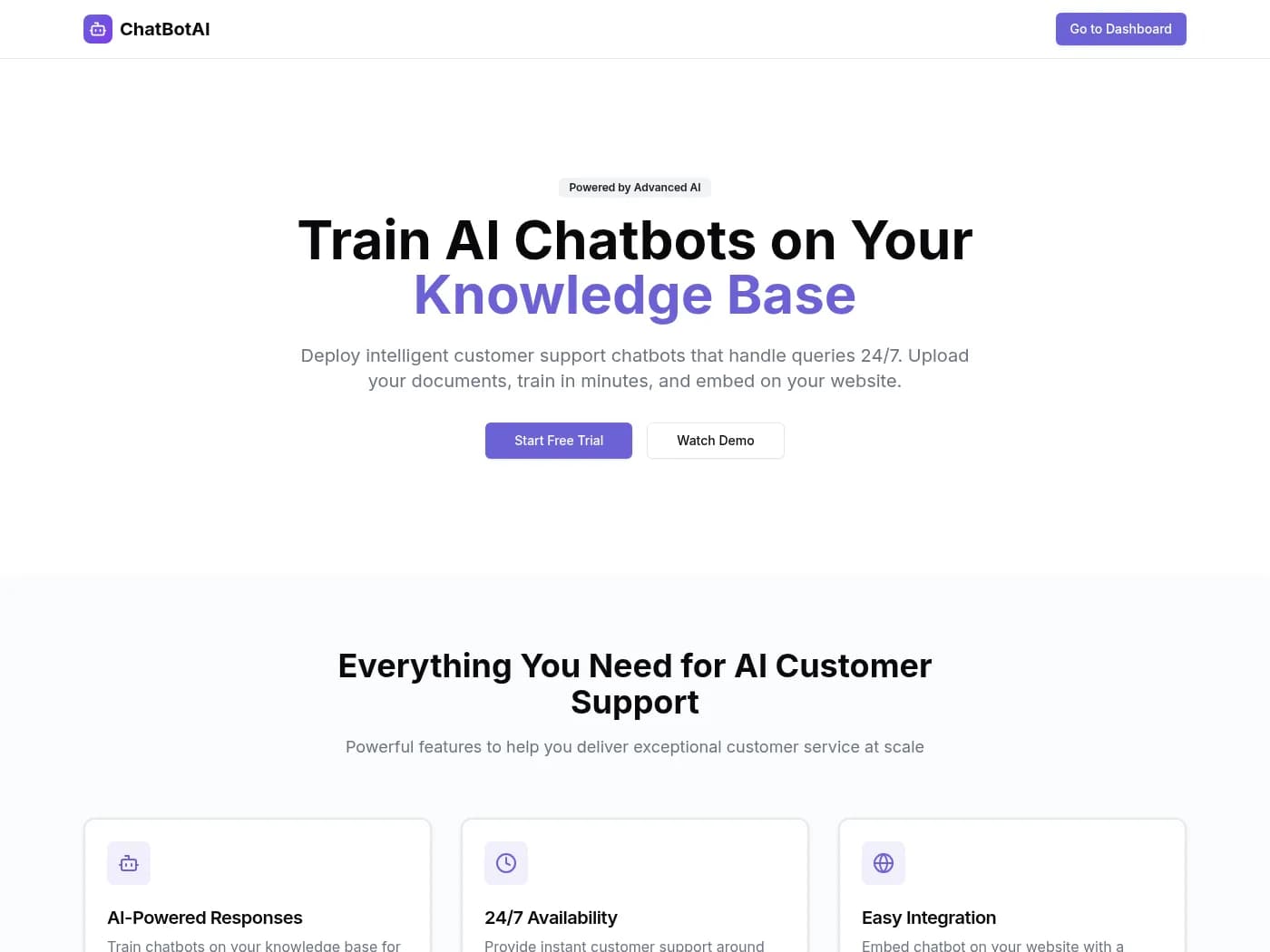 AI Customer Support Chatbot Platform