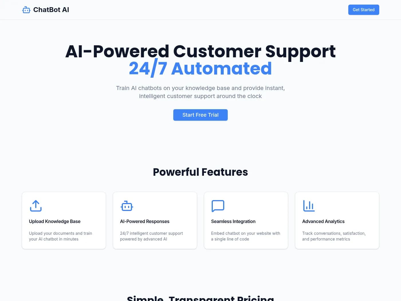 AI-Powered Customer Support Chatbot Platform