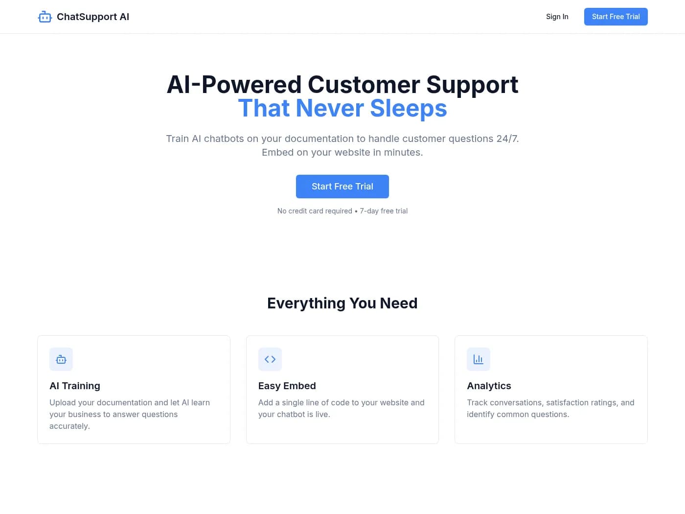 AI Customer Support Chatbot Platform