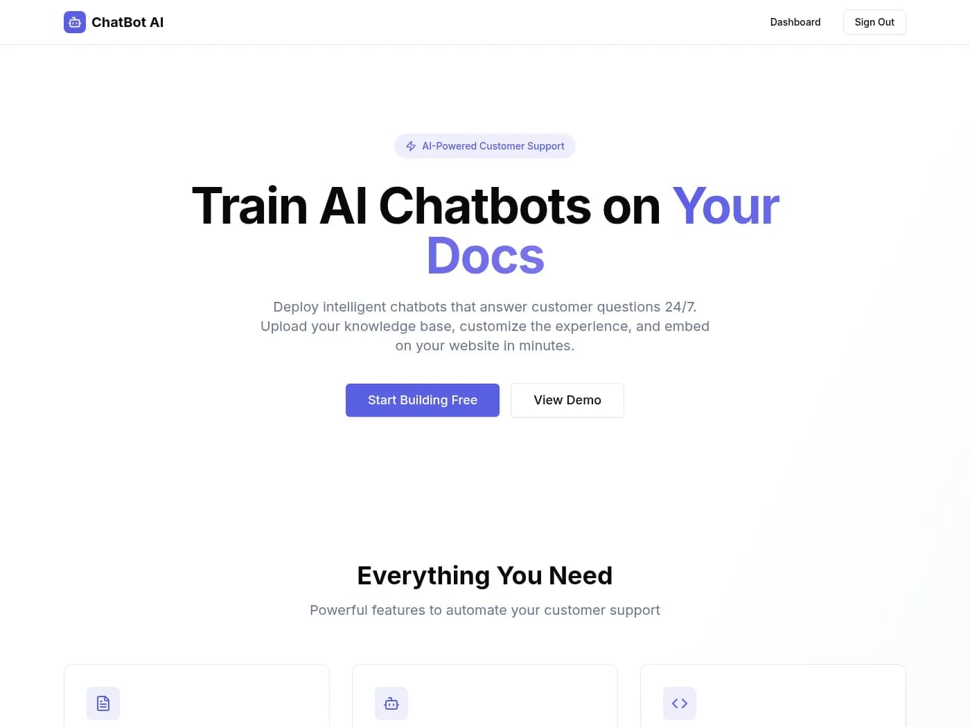 AI Customer Support Chatbot Platform