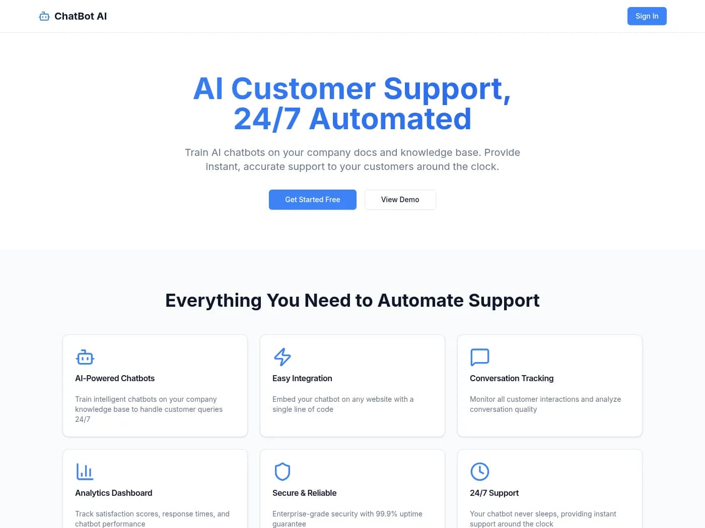 AI Customer Support Chatbot Platform