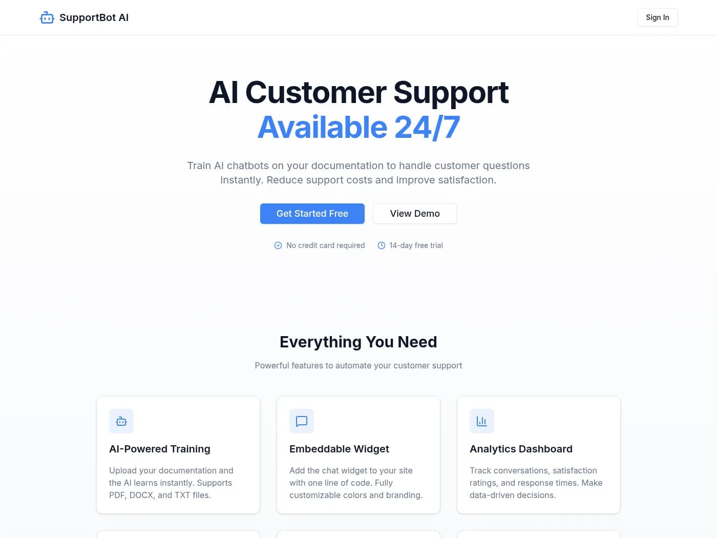 AI Customer Support Chatbot Platform