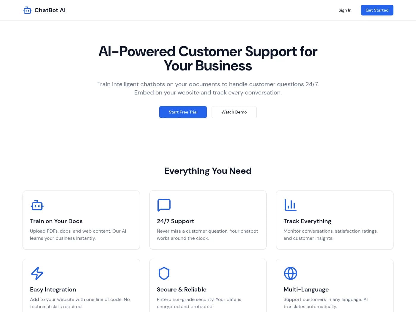 AI Customer Support Chatbot Platform