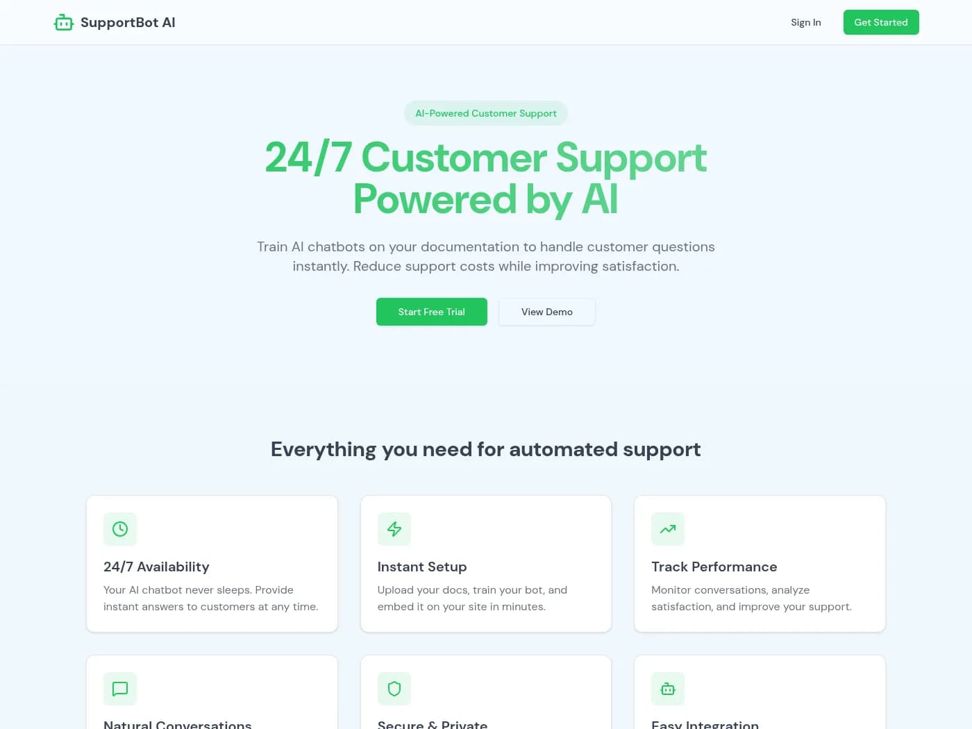 AI Customer Support Chatbot Platform