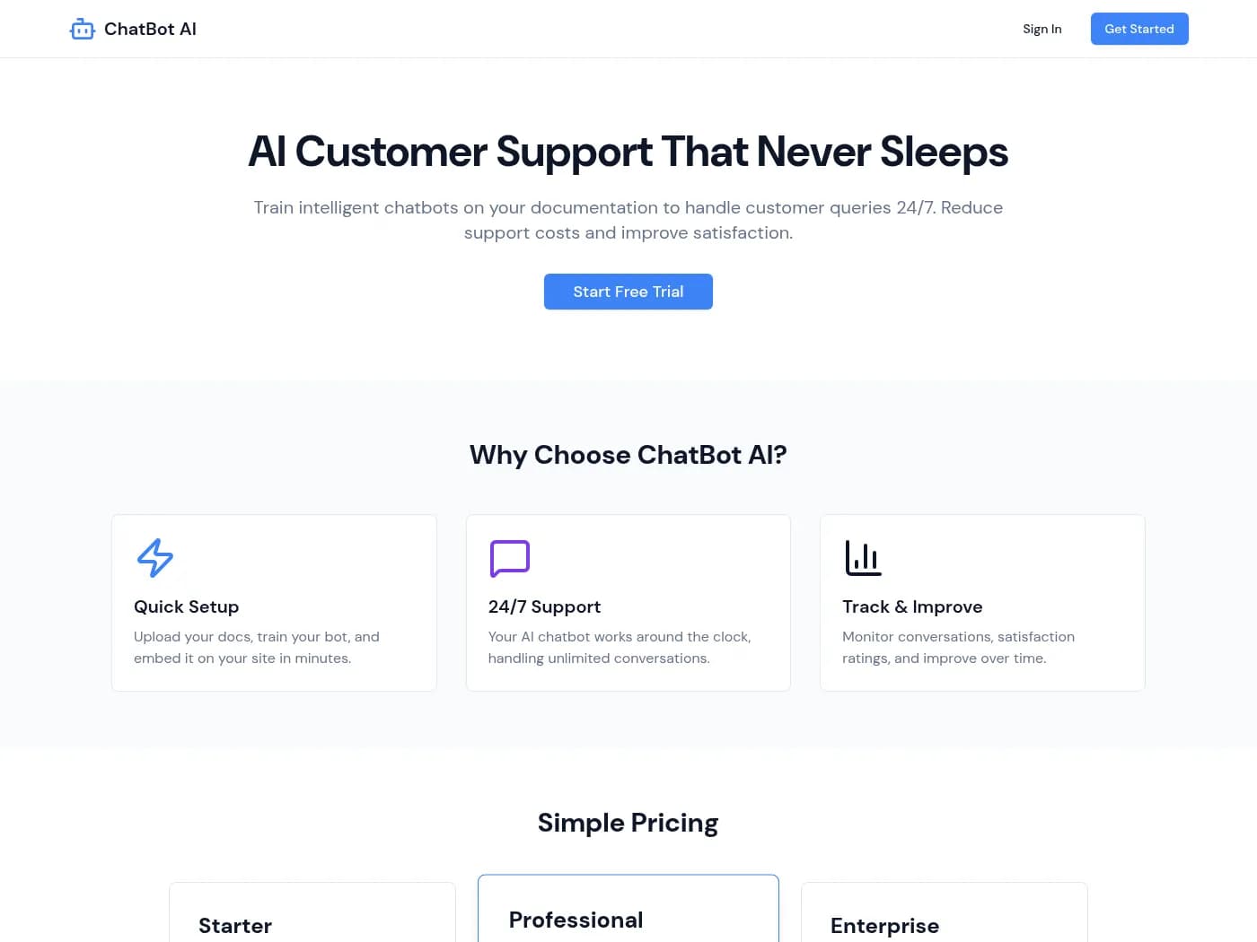 AI Customer Support Chatbot Platform