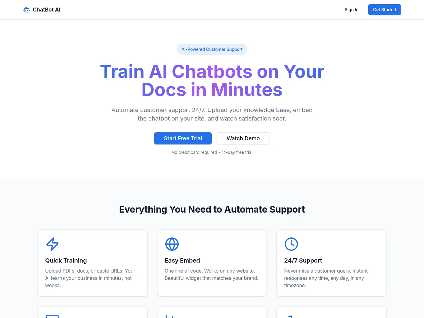 AI Customer Support Chatbot Platform