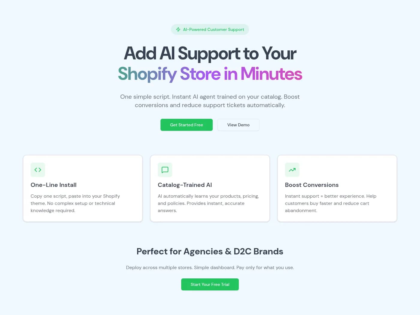 AI Customer Support Widget for Shopify Stores