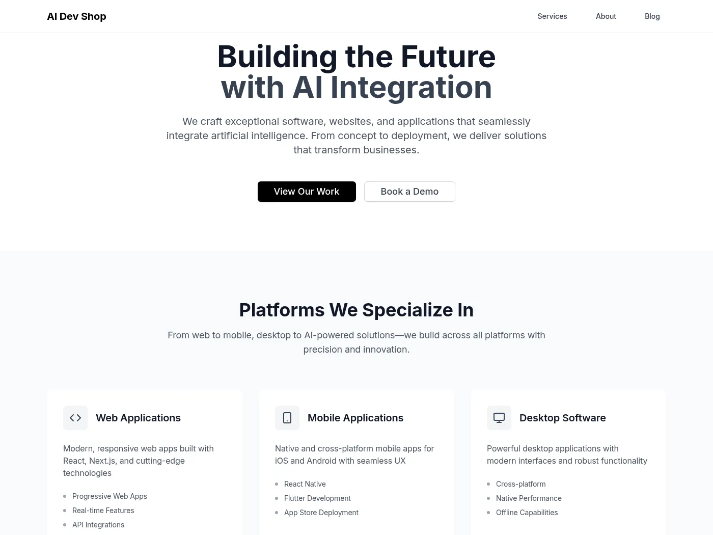AI Dev Shop Website Clone