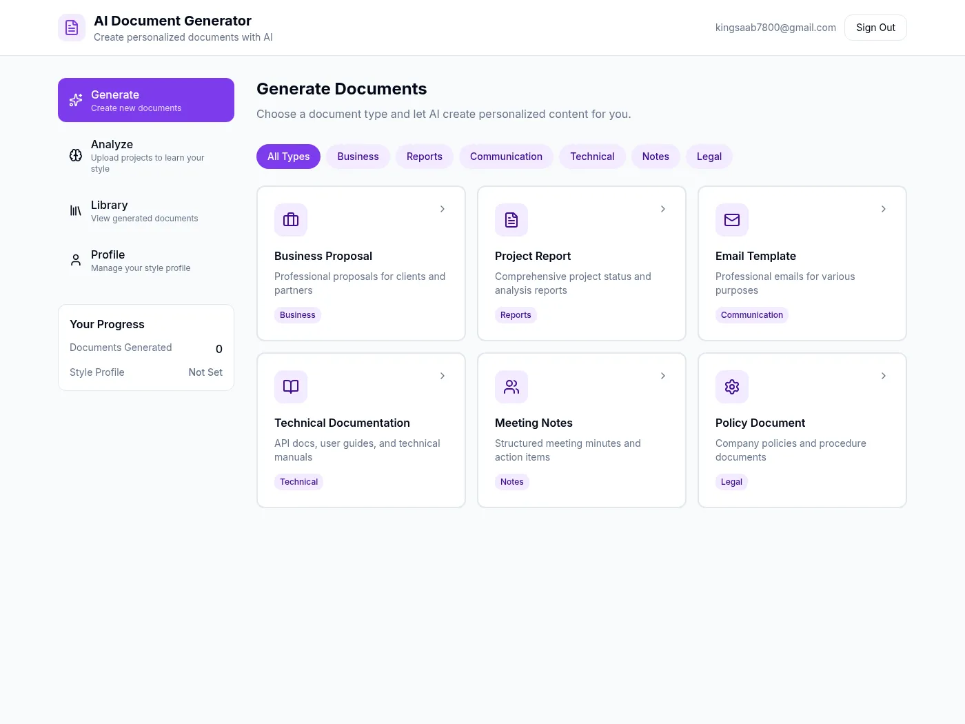AI-Powered Document & Project Generator
