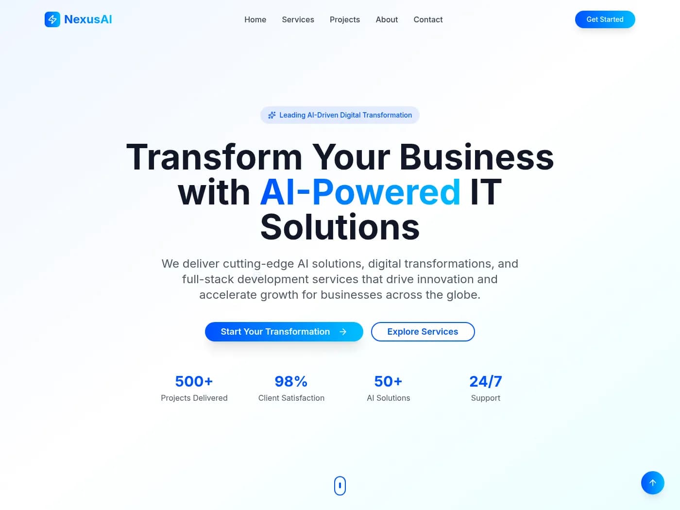 AI-Driven IT Services Brand Website