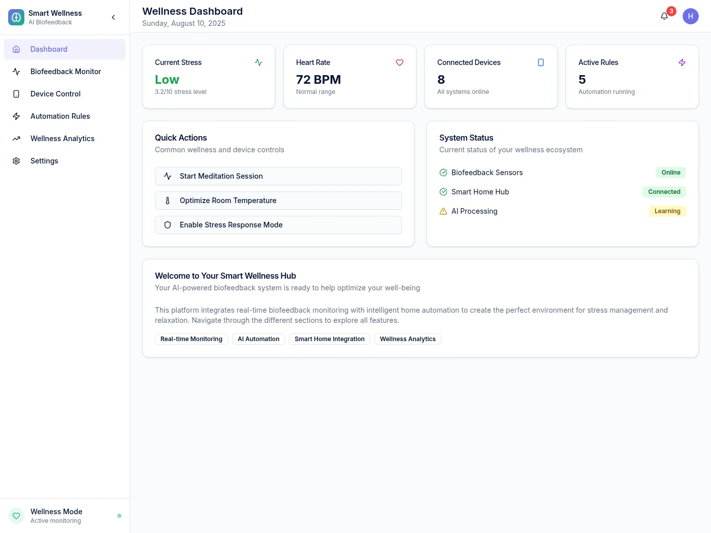 AI-Driven Smart Home Biofeedback Automation