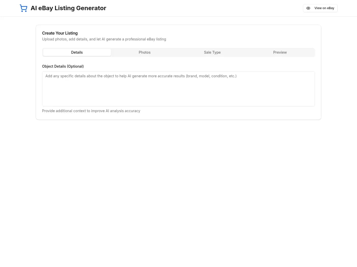 AI-Powered eBay Listing Generator