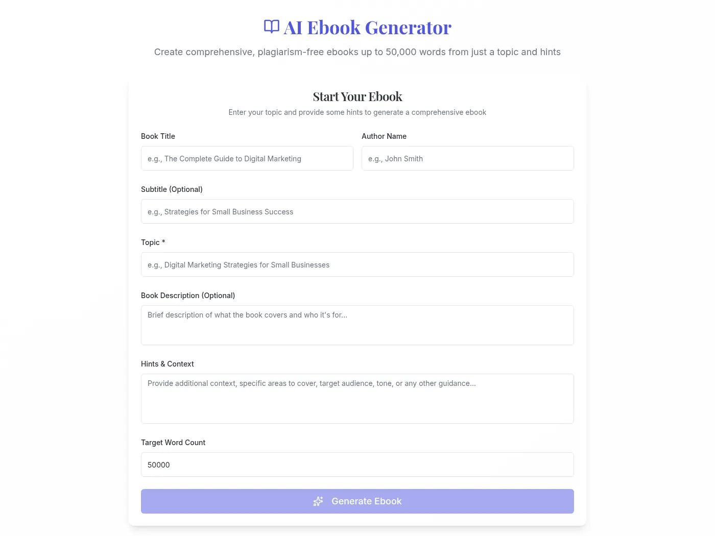 AI-Powered Ebook Generator