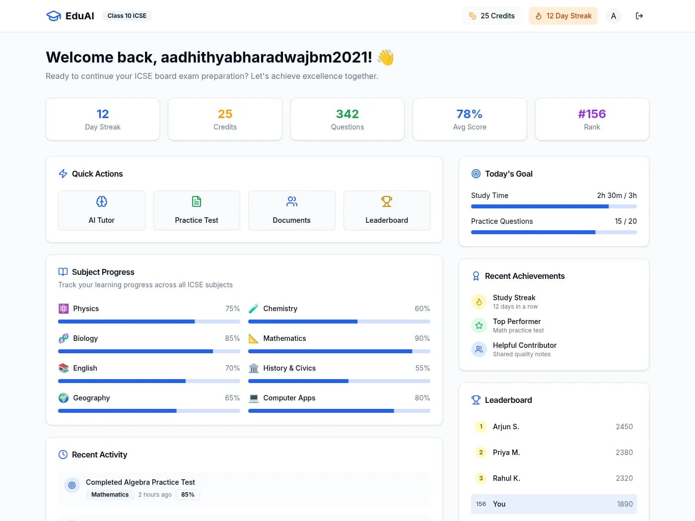 AI EdTech Platform for ICSE Class 10 Board Exam Success