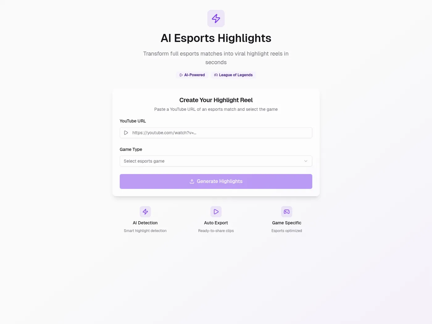 AI Esports Highlights Reel Maker
