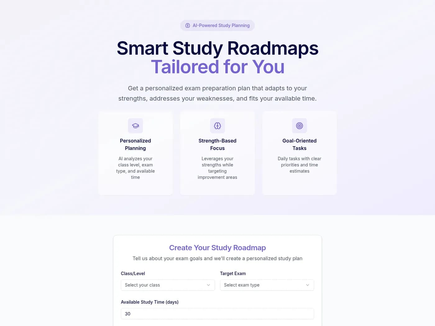 AI-Powered Exam Preparation Roadmap Planner for Students