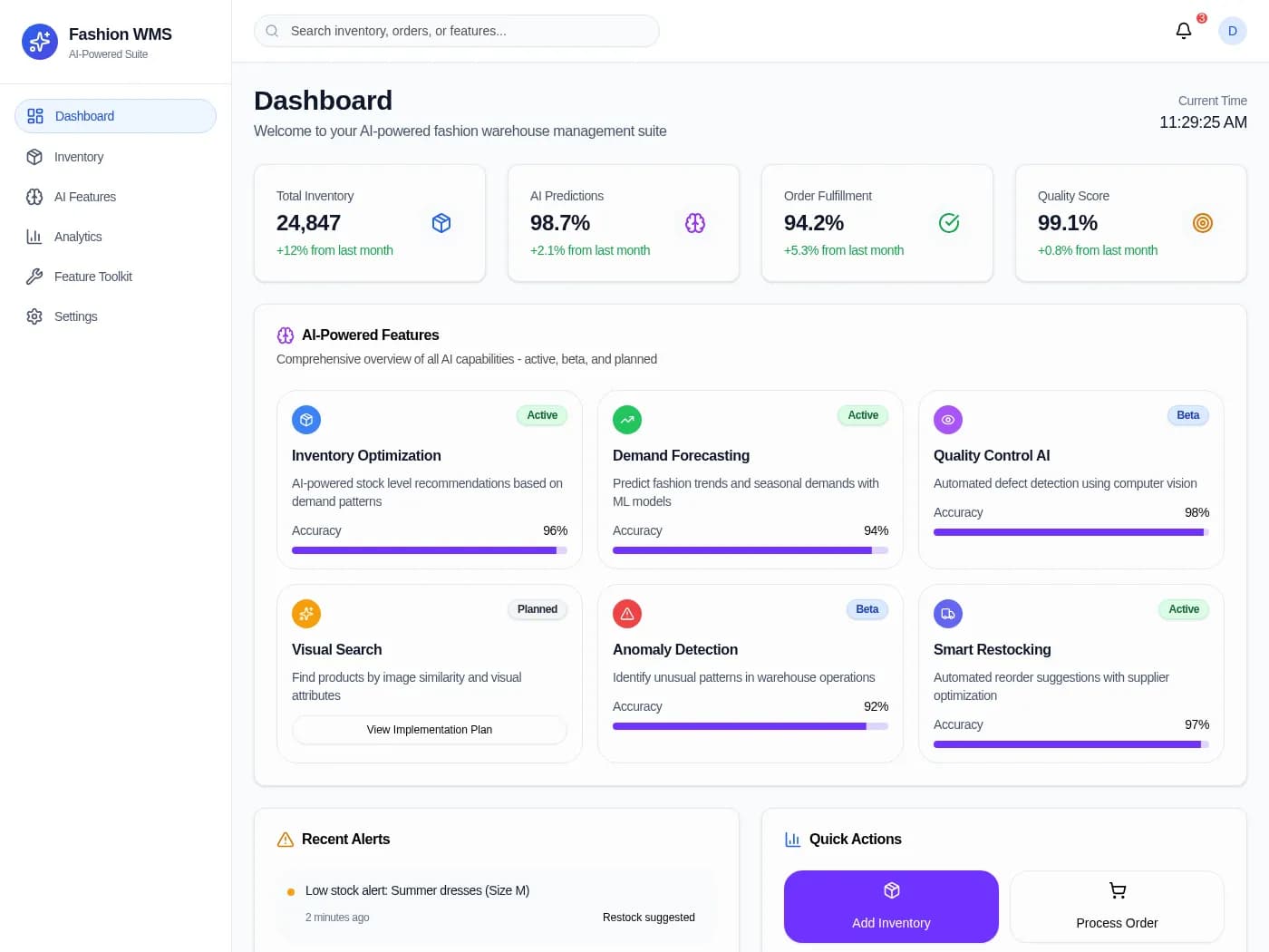 AI-Powered Fashion Warehouse Management Suite