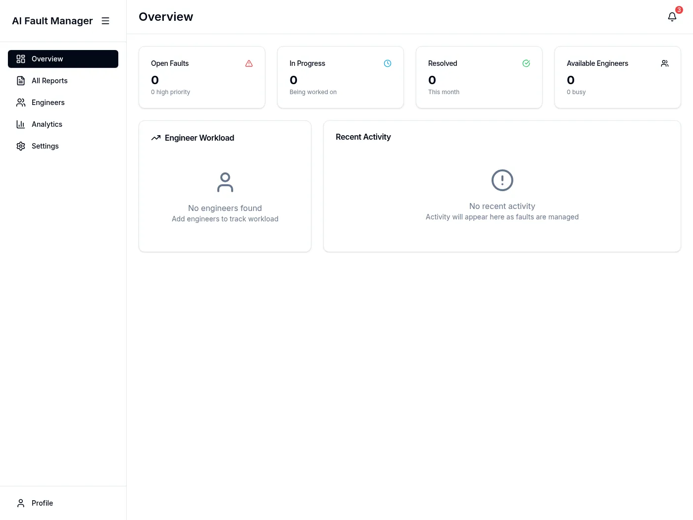 AI Fault Reporting Management Dashboard