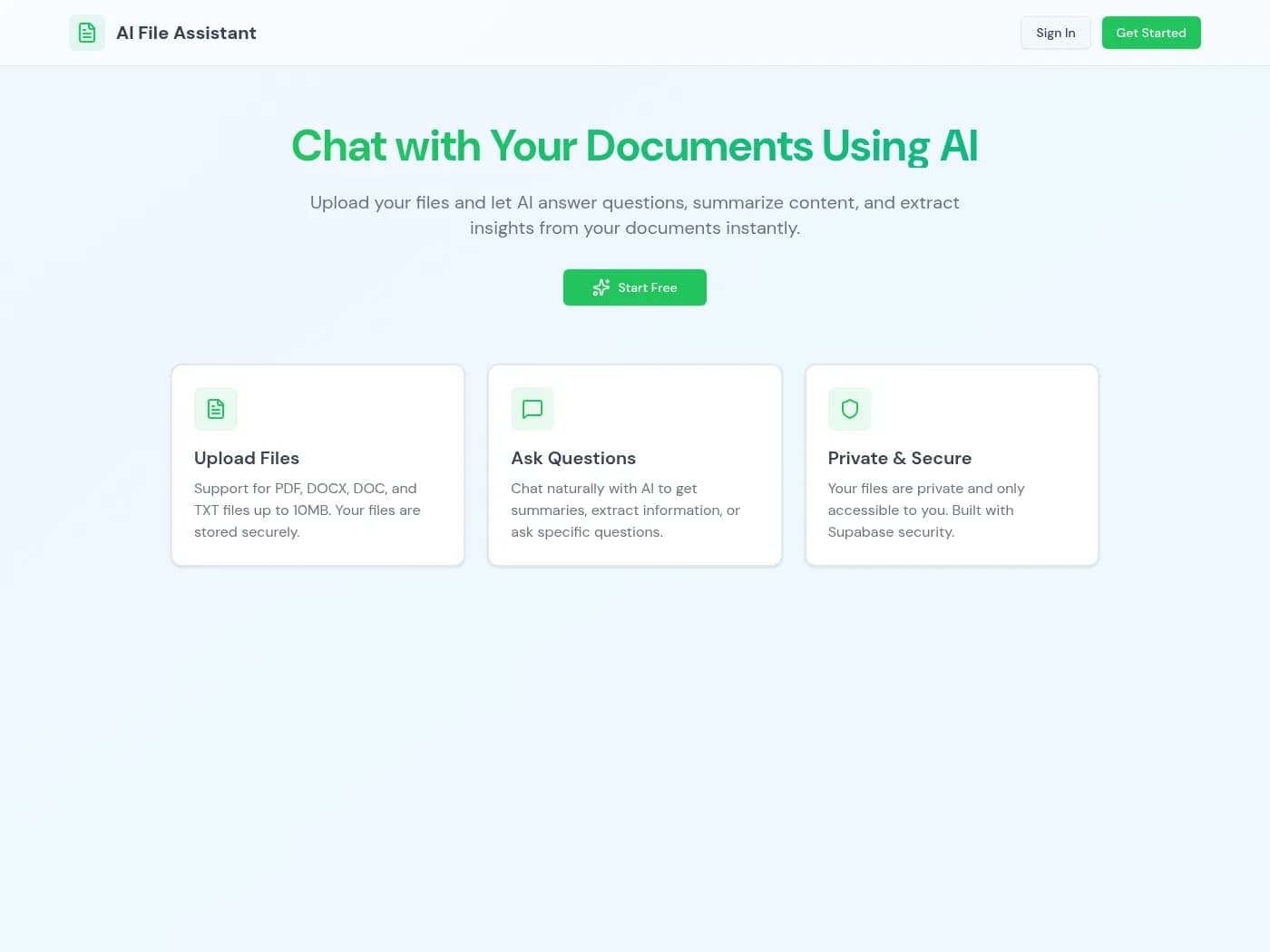 AI File Assistant Web App with Supabase Integration