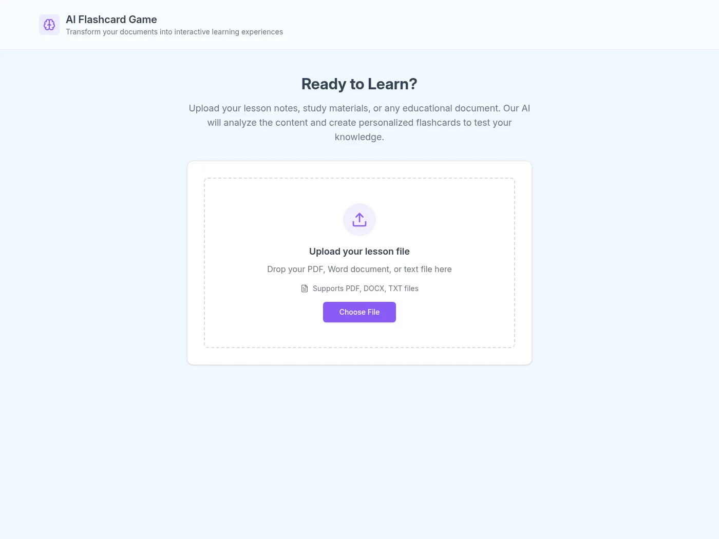 AI-Powered Flashcard Game from Attachments