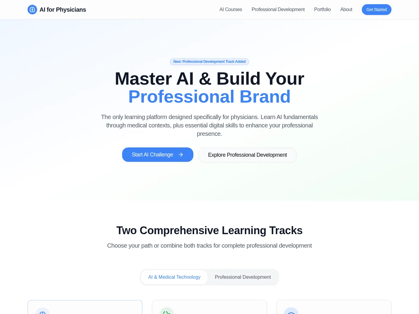 AI for Physicians: Foundational Course Platform